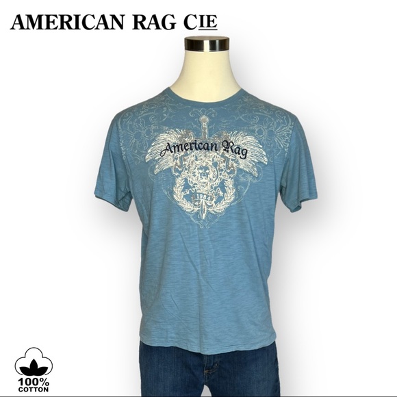 American Rag | Shirts | American Rag Logo Tee Light Blue Large | Poshmark